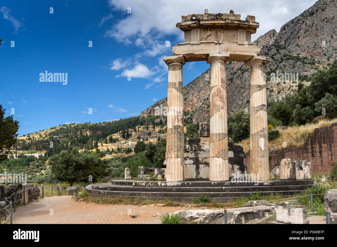 Amazing view of Ruins and Athena Pronaia Sanctuary at Ancient Greek ...