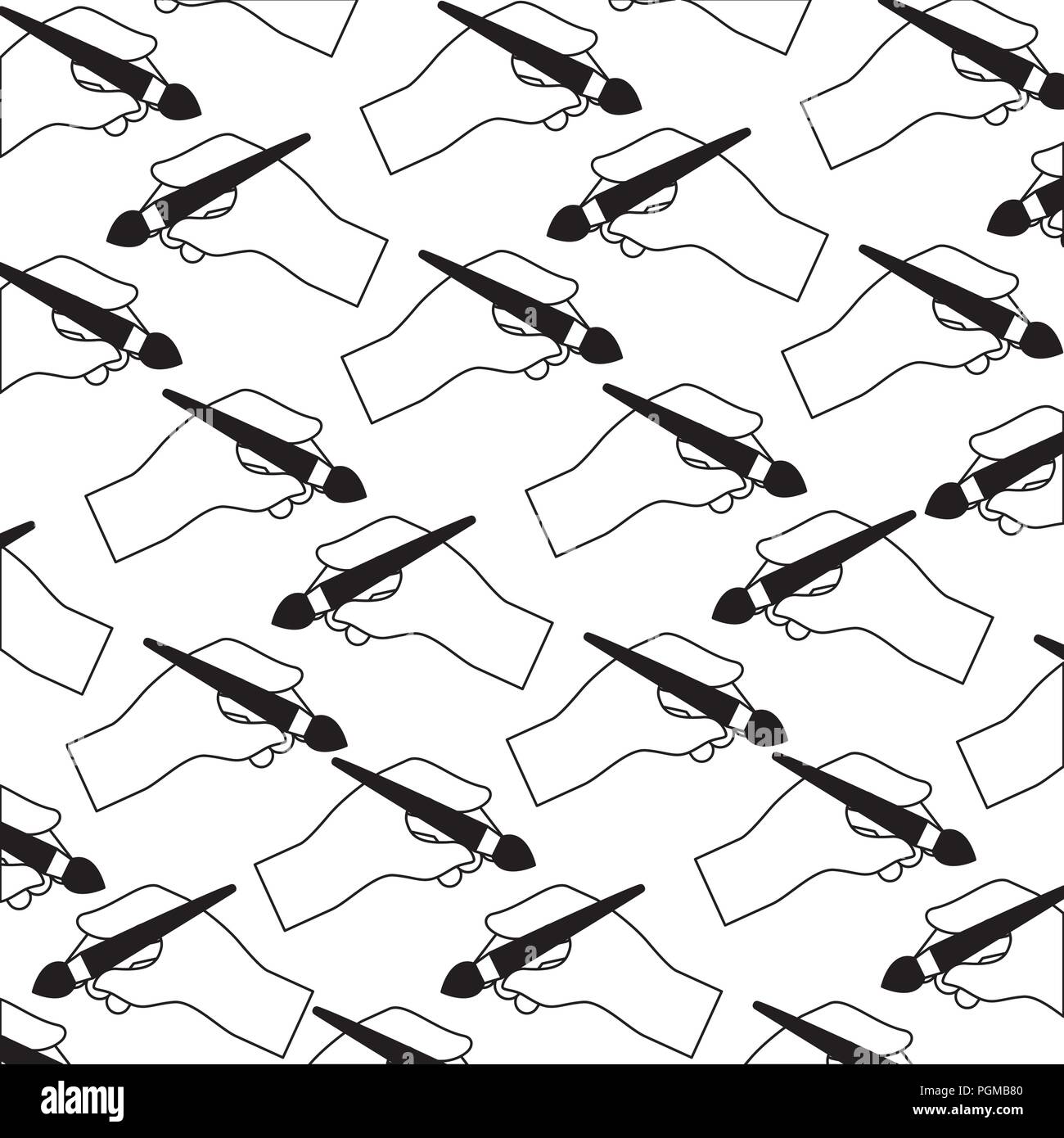 hands holding brush paint creativity design pattern vector illustration ...