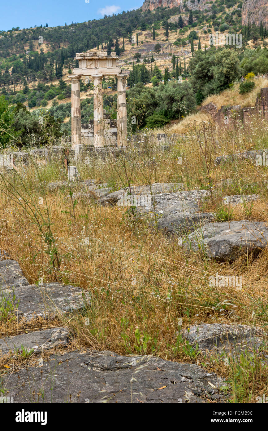 Amazing view of Ruins and Athena Pronaia Sanctuary at Ancient Greek ...