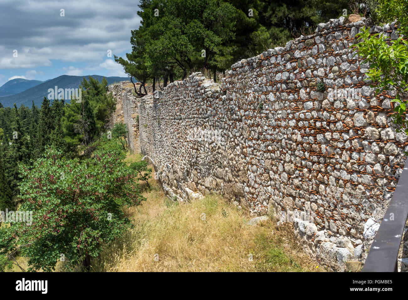 Stone Wall of the castle of Lamia City, Central Greece Stock Photo - Alamy
