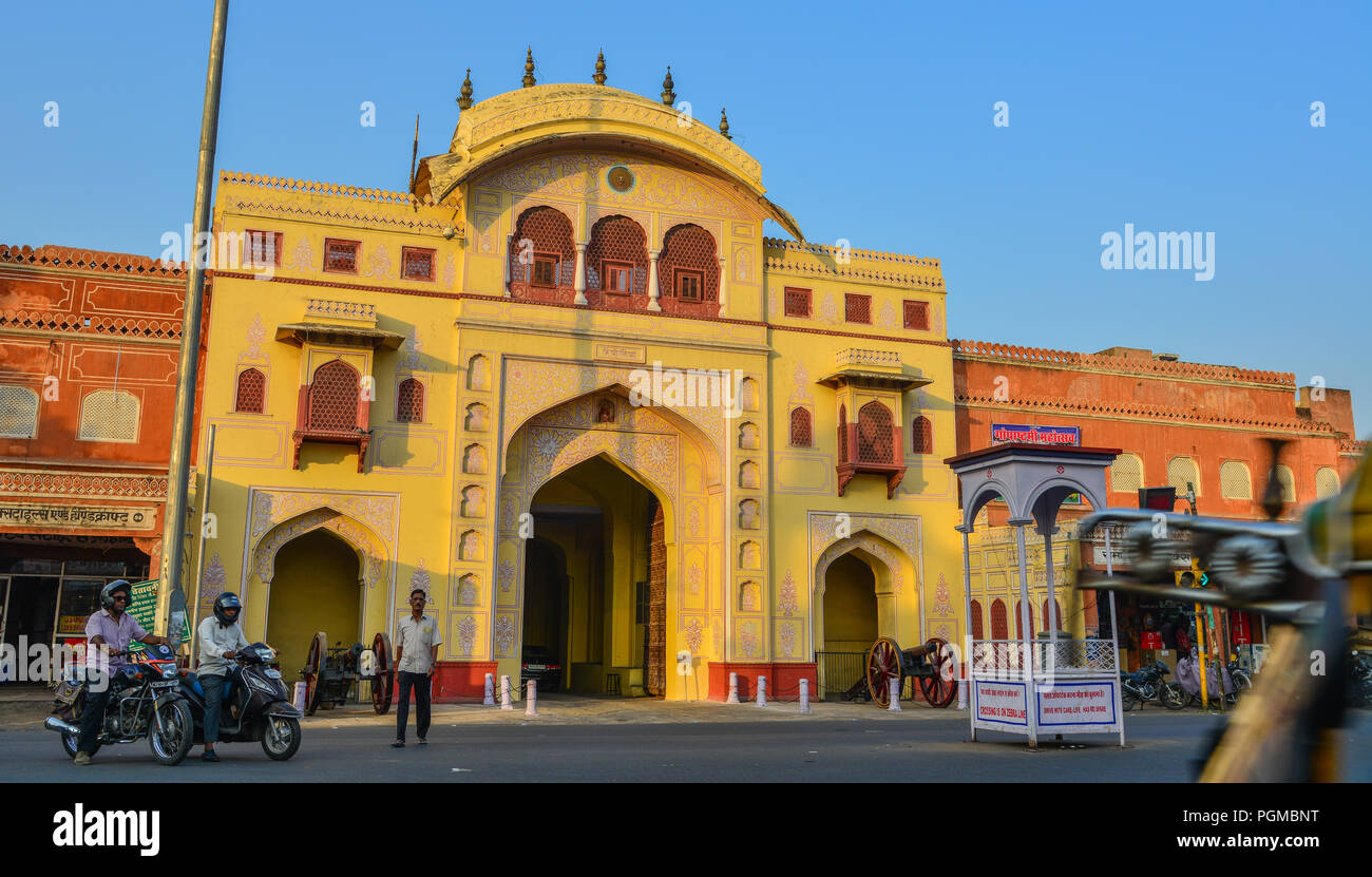 Jaipur, India - Nov 1, 2017. Old buildings located at Pink City in ...