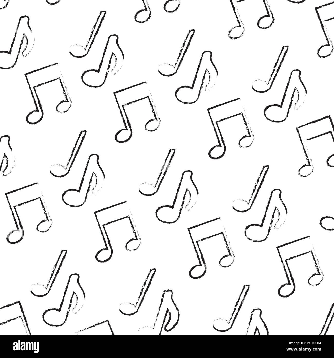 musical note sound melody background pattern vector illustration hand ...