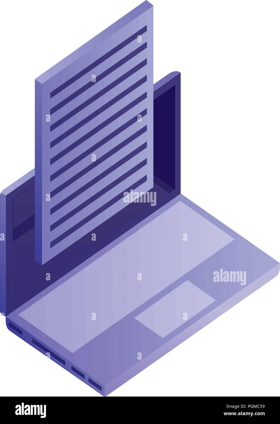 laptop computer document information network data vector illustration ...