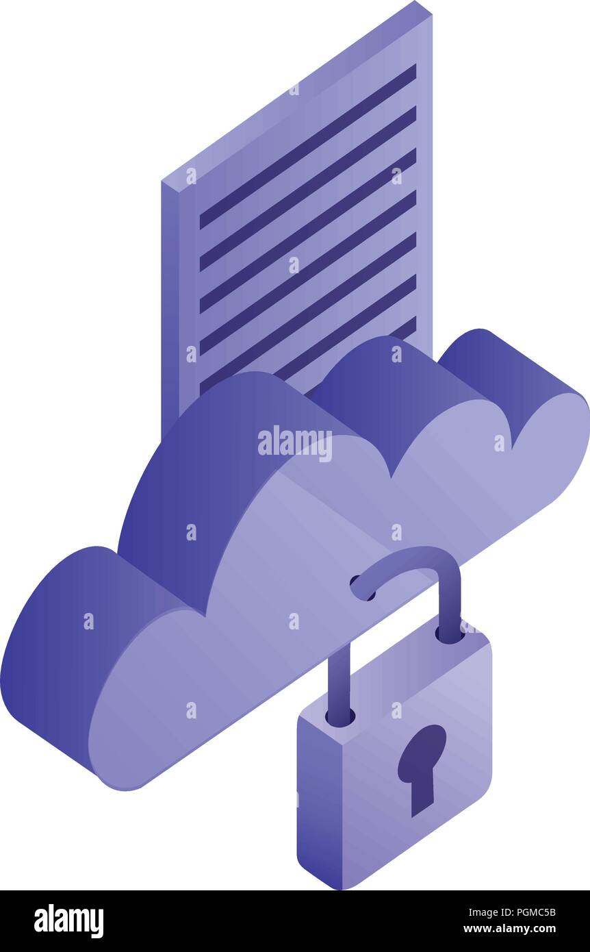 Cloud Computing Storage Data Network Security Vector Illustration Stock