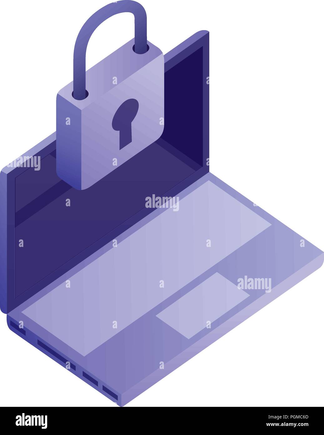 laptop computer padlock security network data vector illustration Stock ...