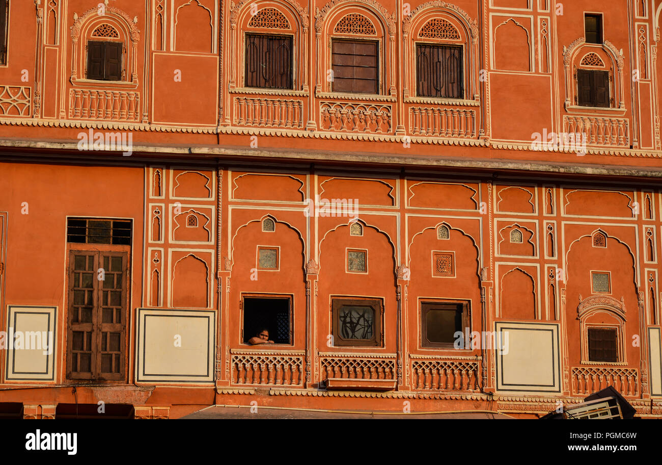 Jaipur, India - Nov 1, 2017. Old buildings located at Pink City in ...
