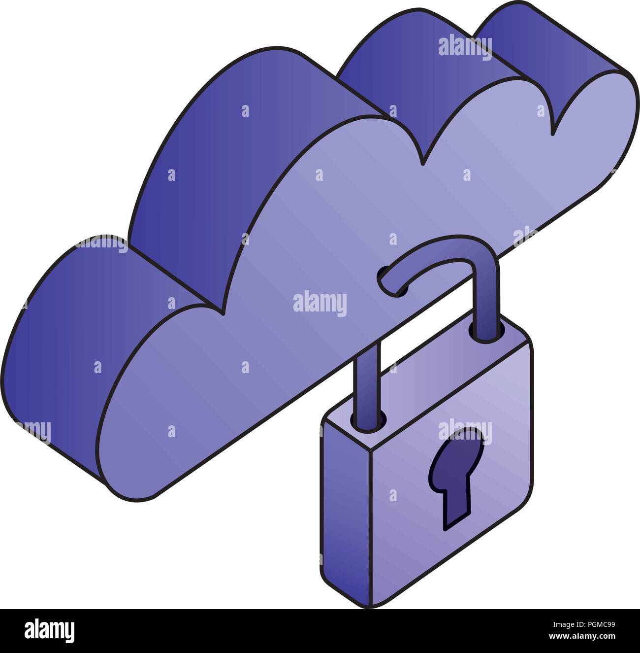 Cloud Computing Storage Security Protection Data Vector Illustration