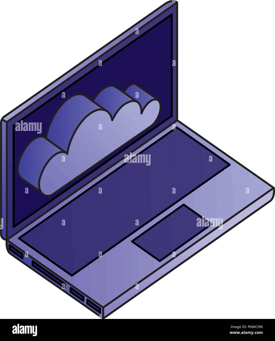 laptop computer cloud storage network data vector illustration Stock ...