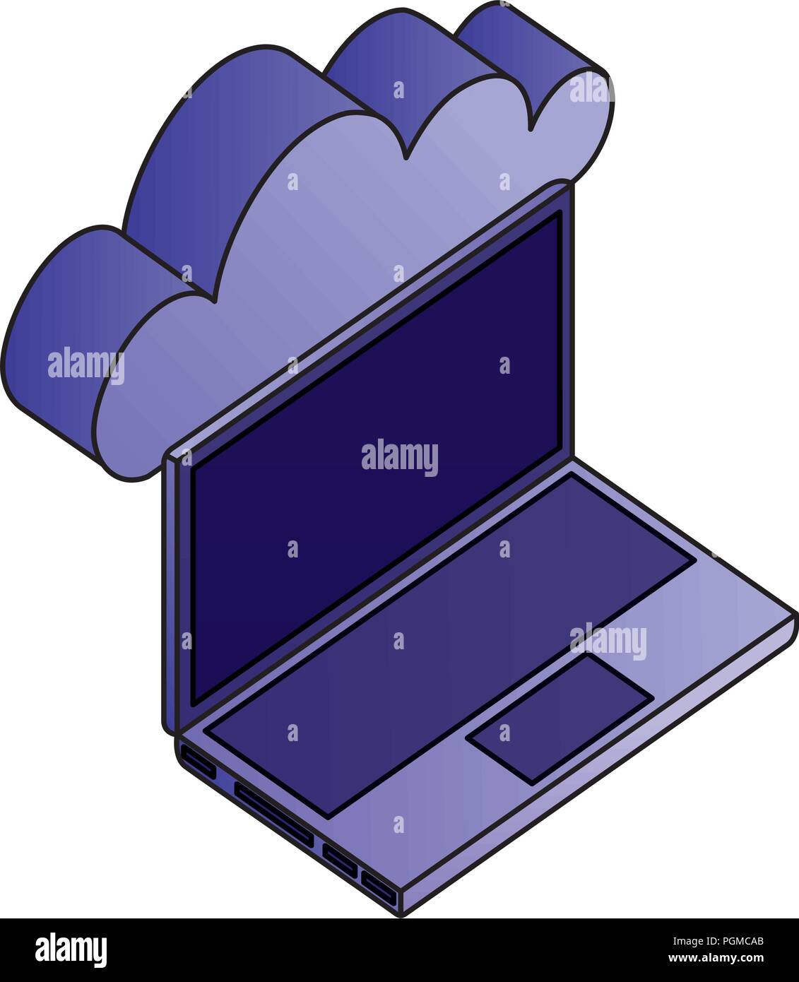 laptop computer cloud storage network data vector illustration Stock ...
