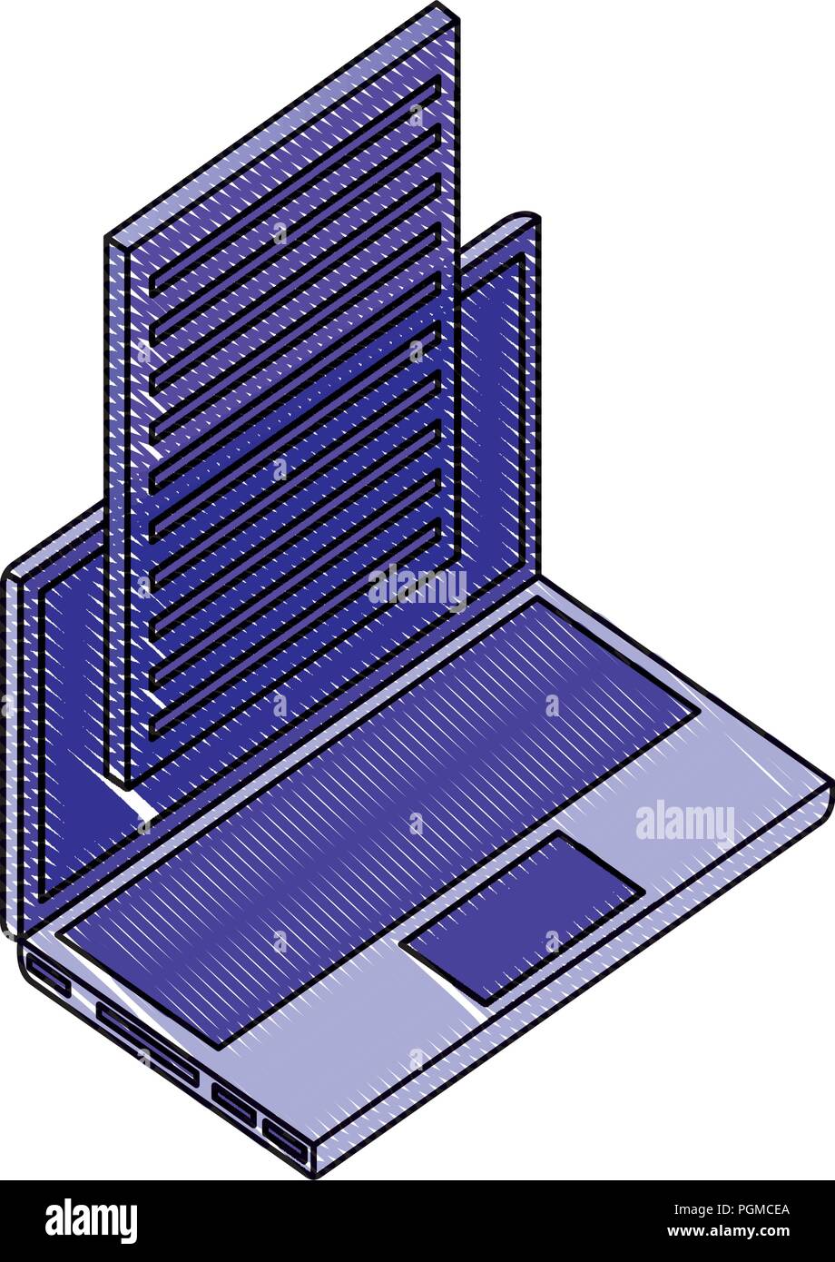 laptop computer document information network data vector illustration ...