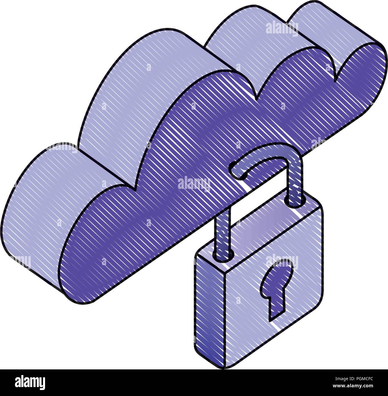 Cloud Computing Storage Security Protection Data Vector Illustration
