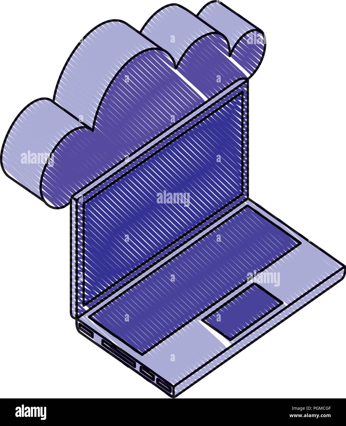 laptop computer cloud storage network data vector illustration Stock ...