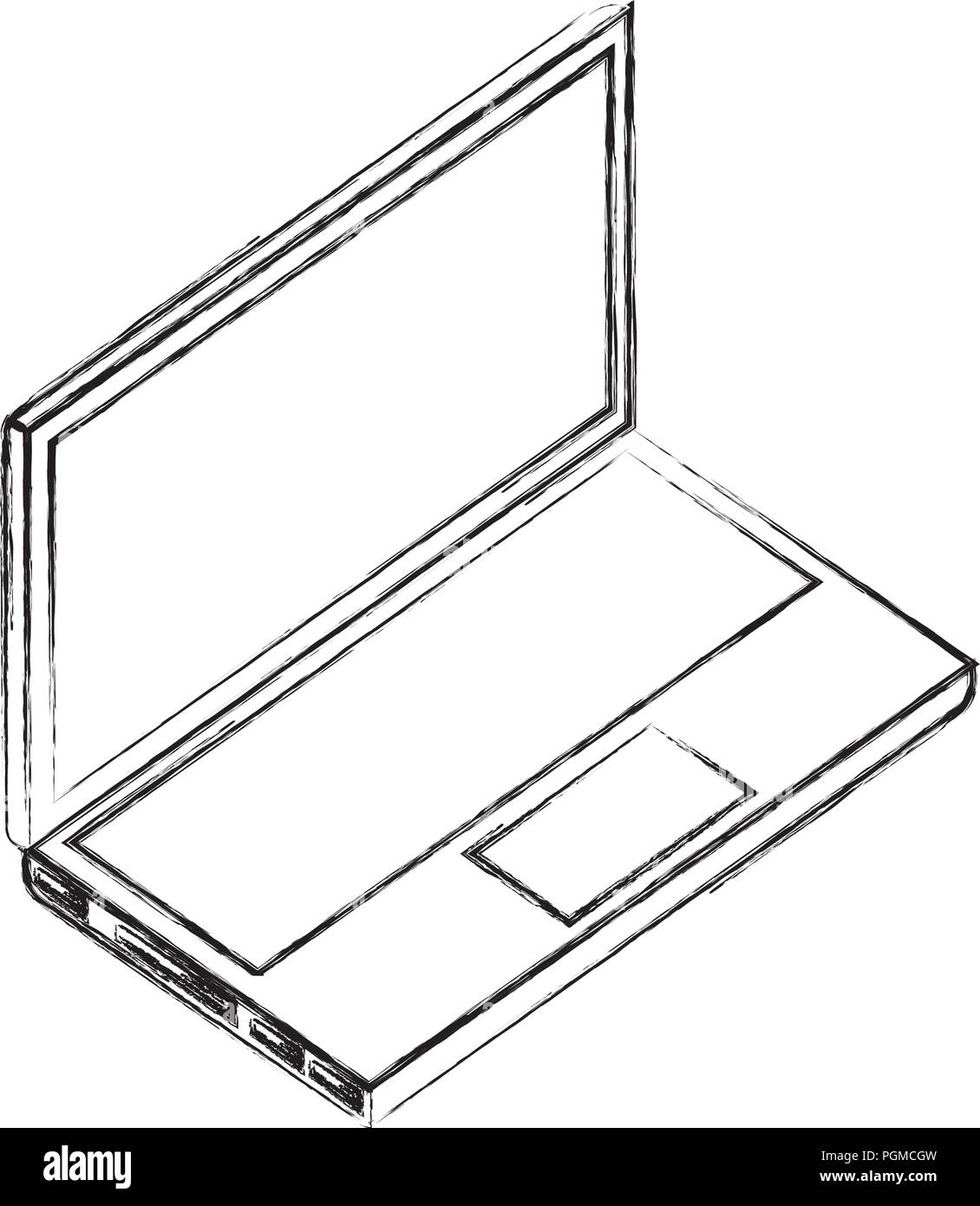 laptop isometric device digital gadget vector illustration hand drawing ...