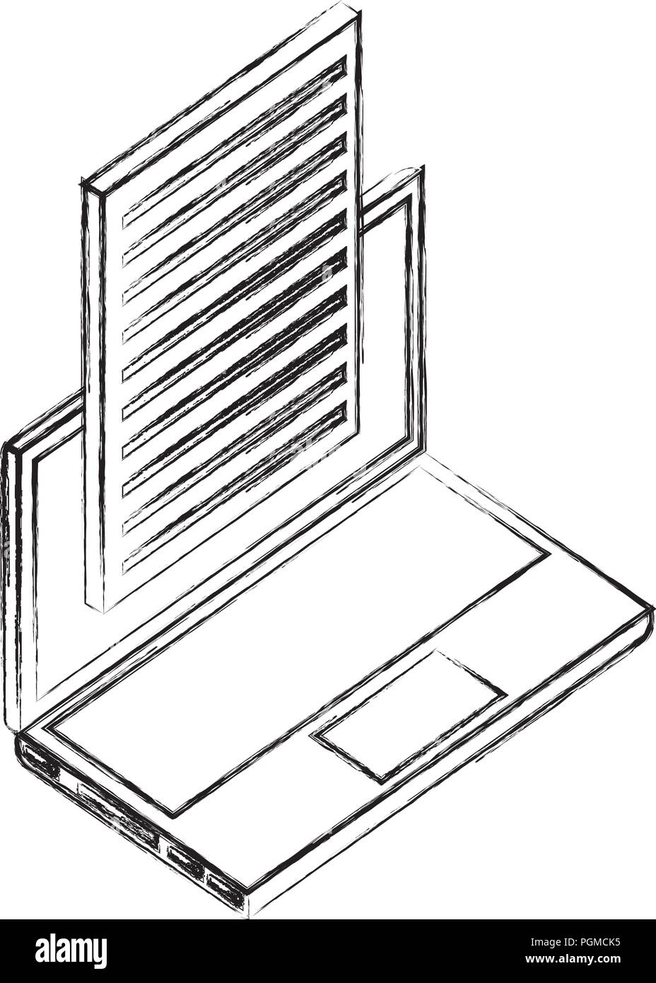 laptop computer document information network data vector illustration ...
