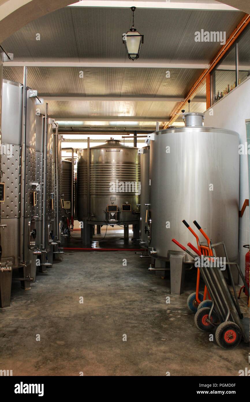 Metal deposits for fermentation and wine making in Azeitao, Portugal ...