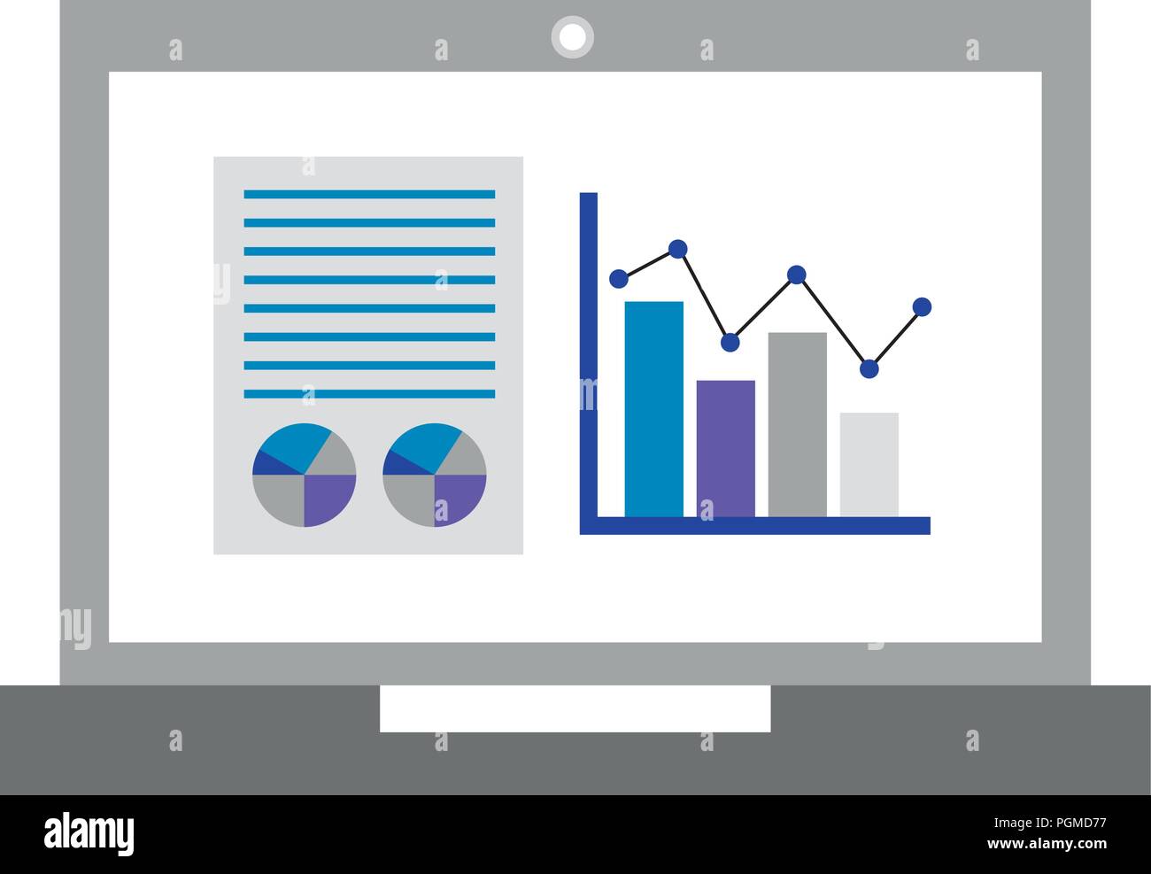 laptop business report statistics diagram document Stock Vector Image ...