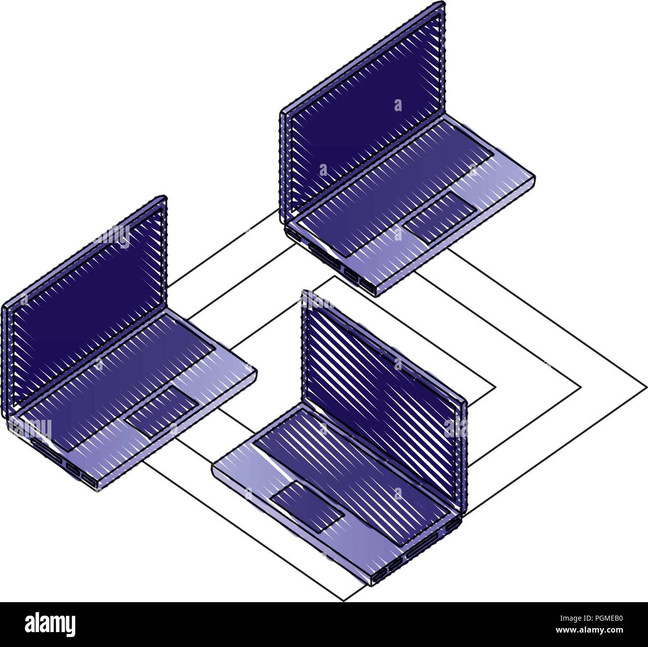 laptops computers isometric with circuit isometric Stock Vector Image & Art - Alamy