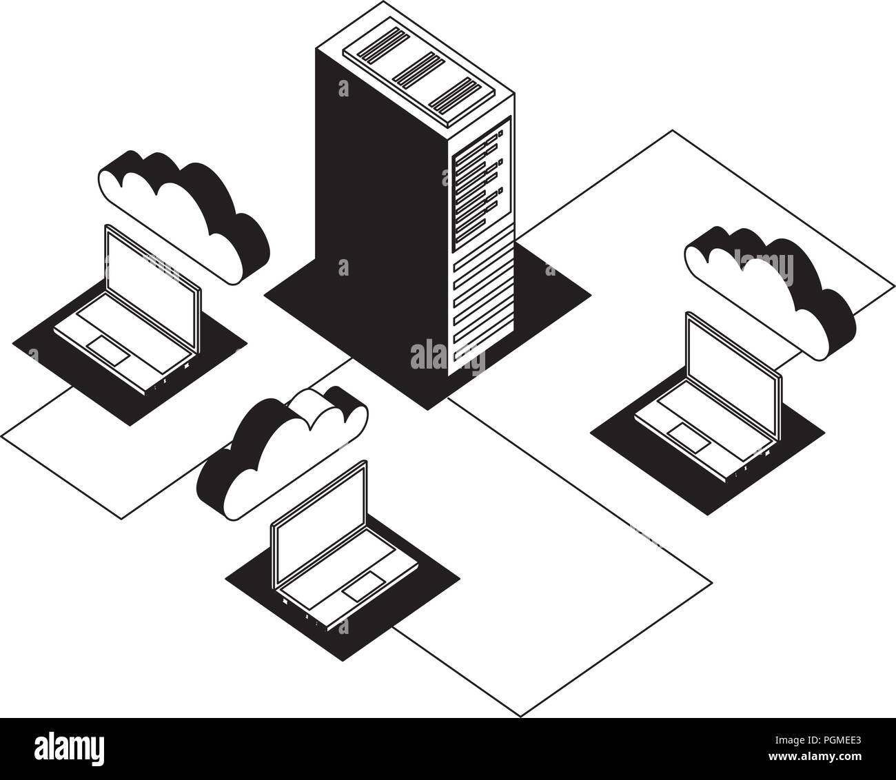 Open laptop server equipment Stock Vector Images - Alamy