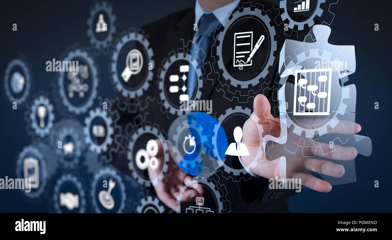 AR virtual screen dashboard with project management with icons of ...