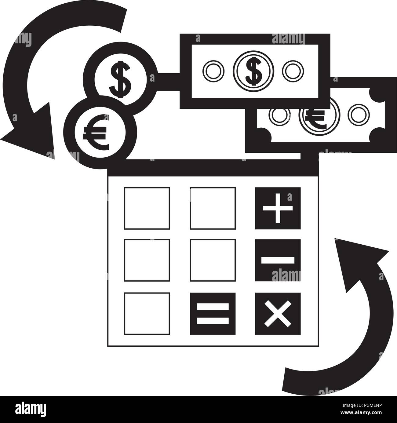 Foreign Exchange Calculator Banknotes And Coins Money Stock Vector foreign-exchange-calculator-banknotes-and-coins-money-stock-vector