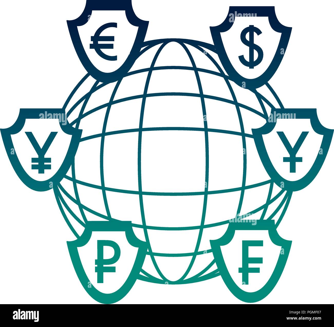 world foreign exchange shield coins economy Stock Vector Image & Art ...