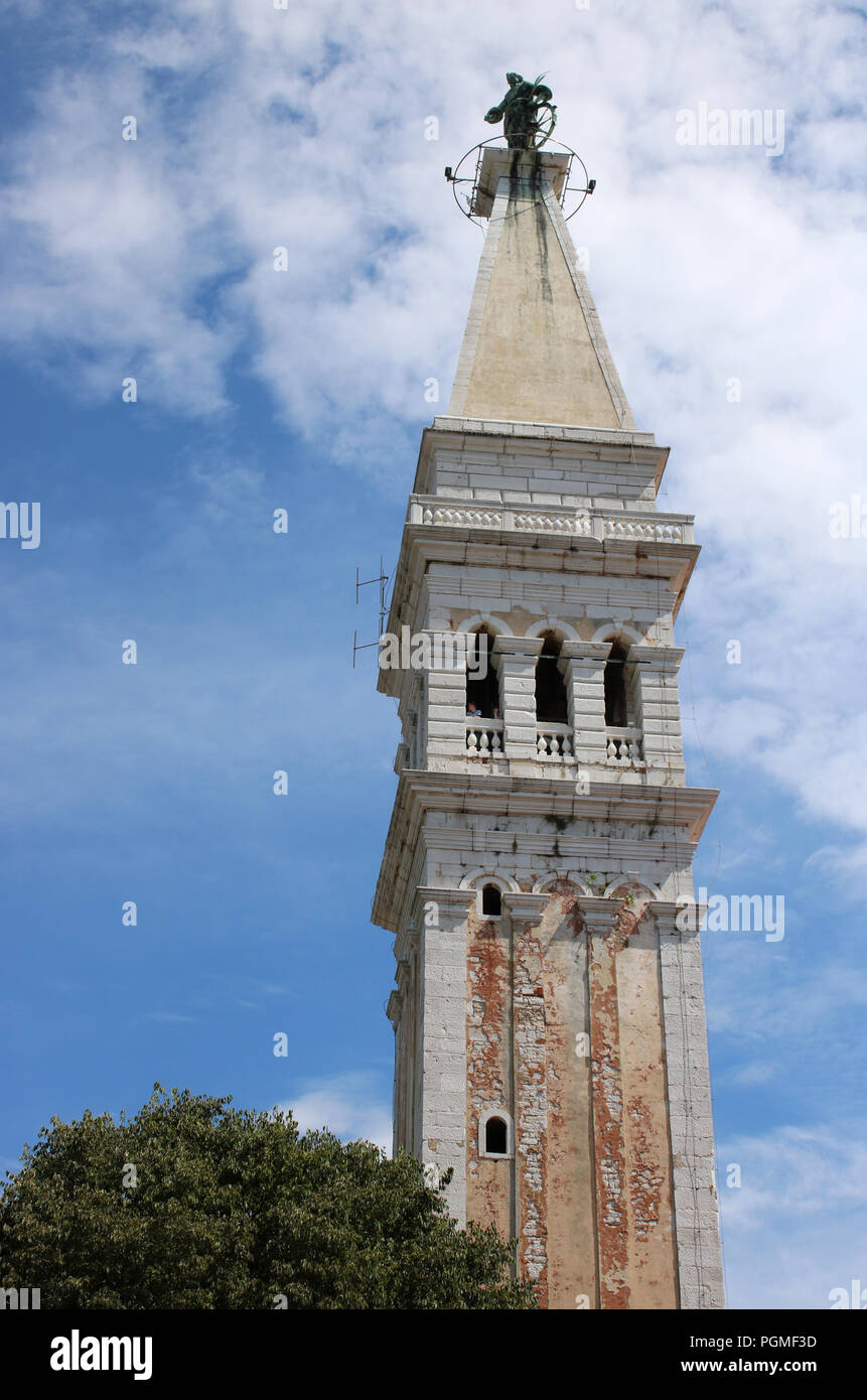 Bell tower or campanile of Saint Euphemia church in Rovinj, Rovigno ...