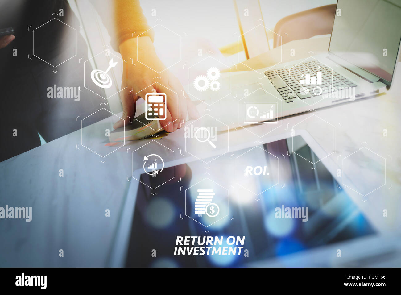 ROI Return on Investment indicator in virtual dashboard for improving ...