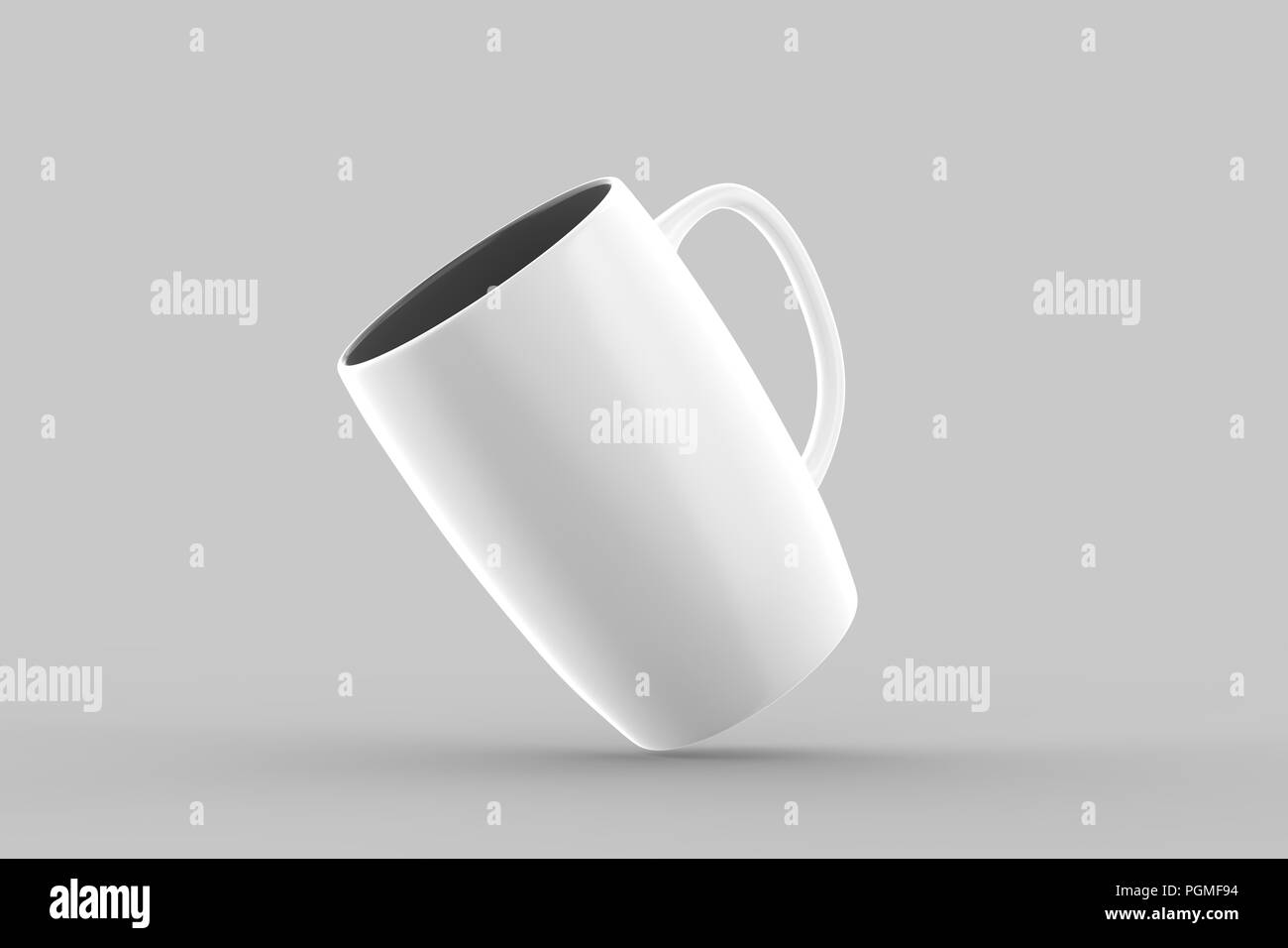 White mug mock up isolated on light gray background. 3D illustration Stock Photo - Alamy