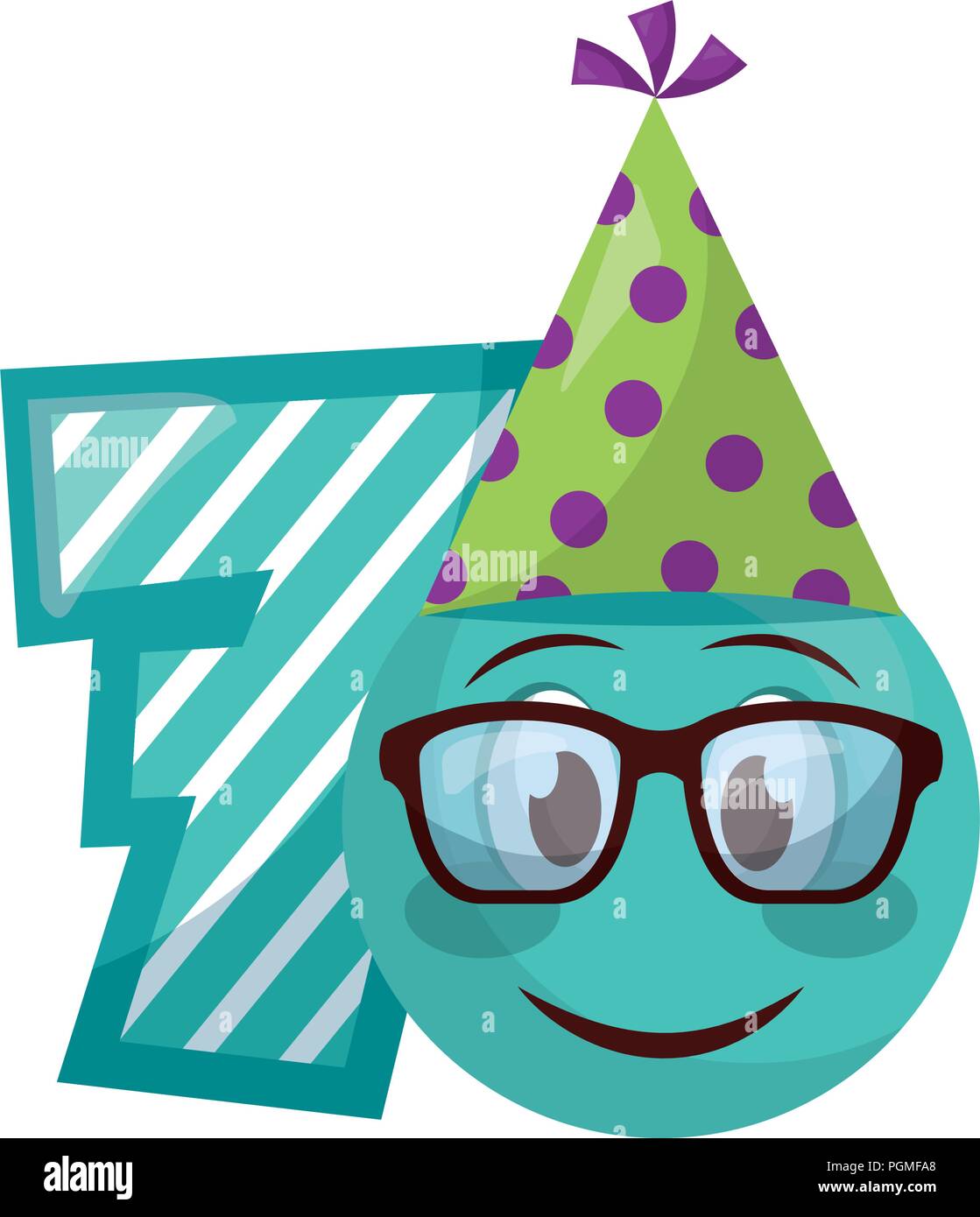 number seven with emoji kawaii character Stock Vector Image & Art - Alamy