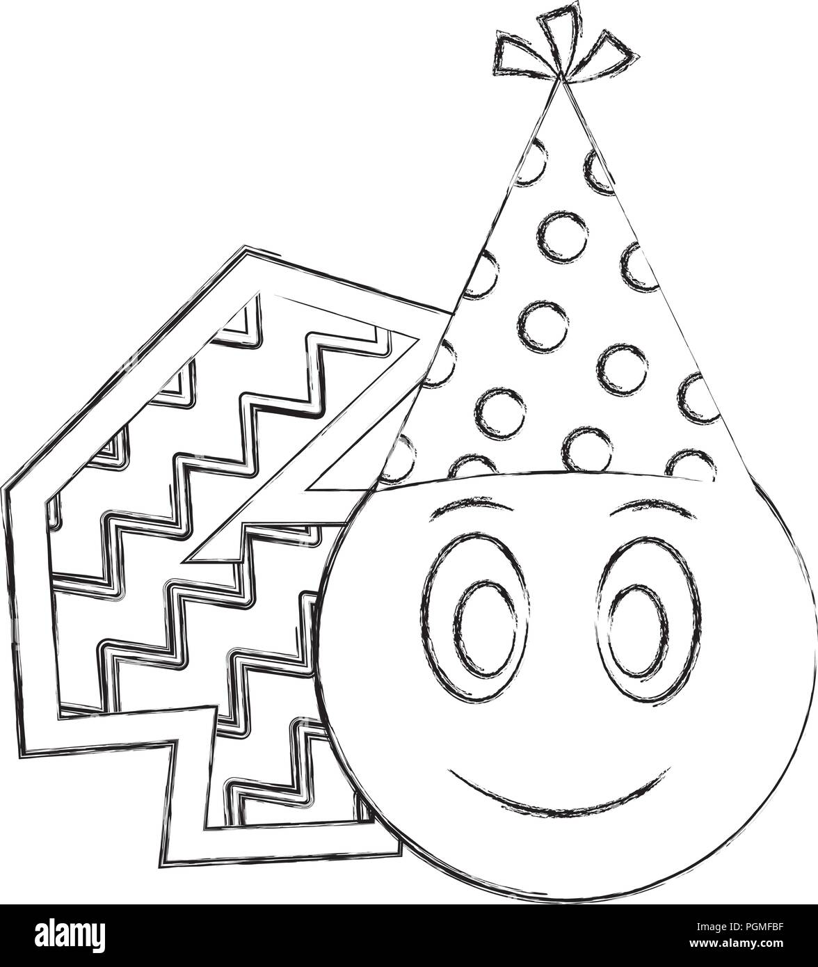 Kawaii style character collection Black and White Stock Photos & Images ...