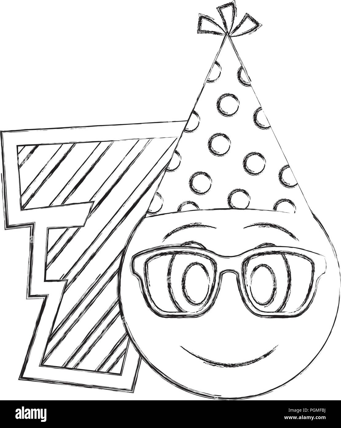 number seven with emoji kawaii character Stock Vector Image & Art - Alamy