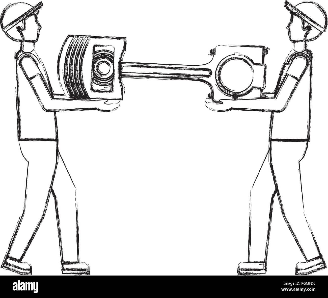 mechanics lifting piston engine piece Stock Vector Image & Art - Alamy