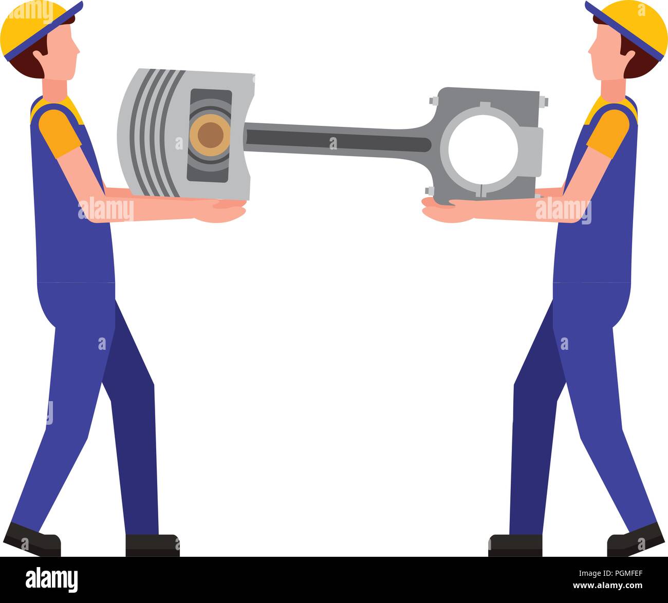 mechanics lifting piston engine piece Stock Vector Image & Art - Alamy