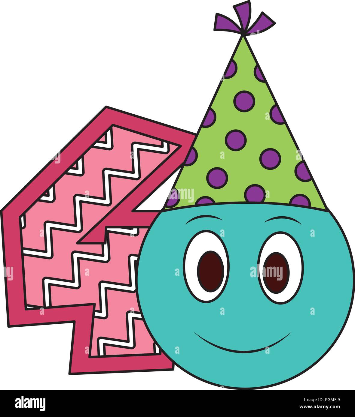 number four with emoji kawaii character Stock Vector Image & Art - Alamy