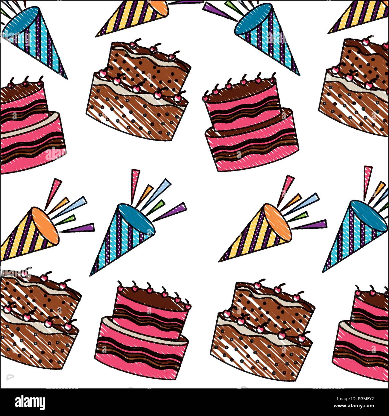 birthday cakes with candles and sprinkles decoration pattern Stock ...