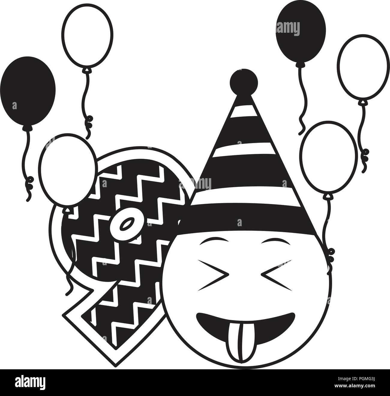 birthday emoticon party hat balloons nine number Stock Vector Image ...