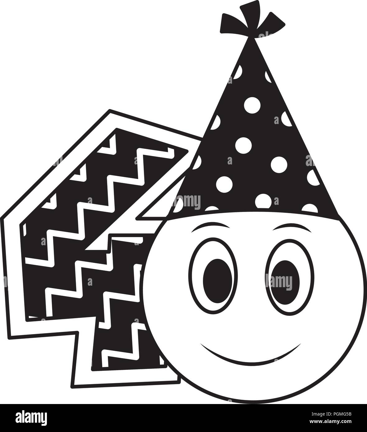 birthday emoticon party hat and number decoration Stock Vector Image ...