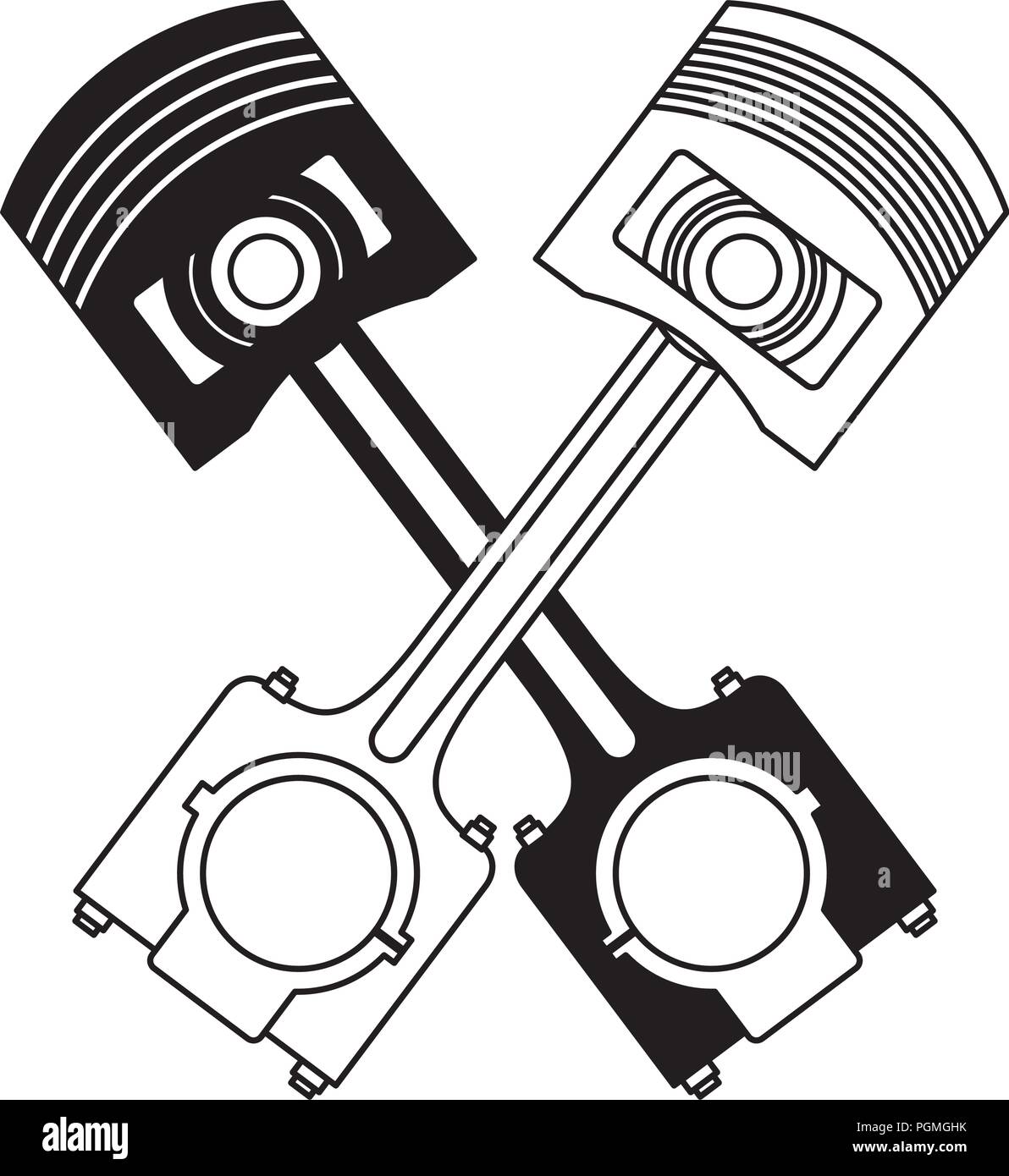 Crossed Piston Drawing