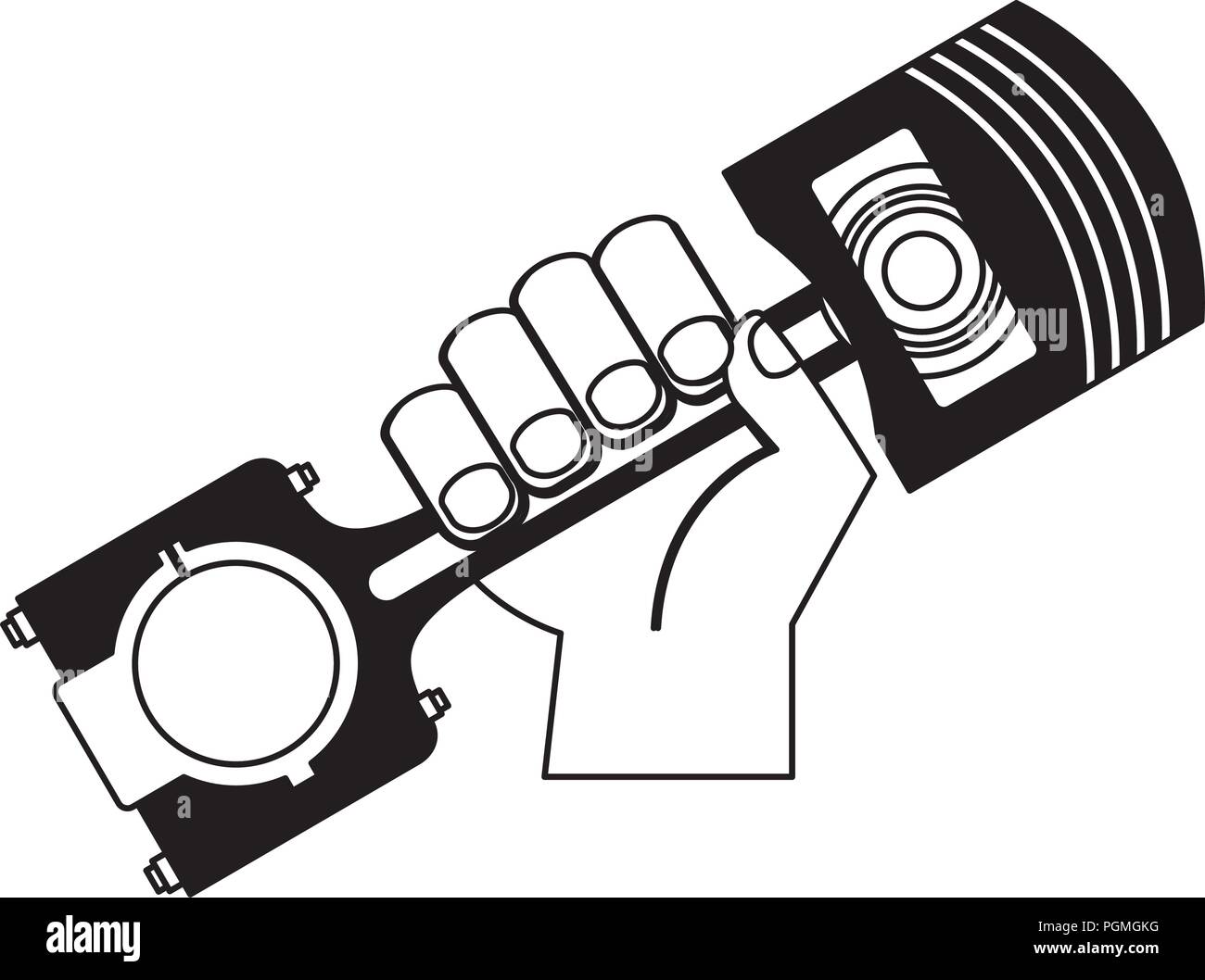 hand holding auto spare part piston design image Stock Vector Image ...