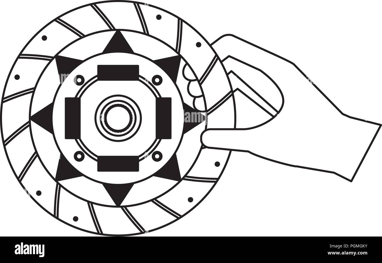 hand with clutch plate auto spare part Stock Vector Image & Art - Alamy