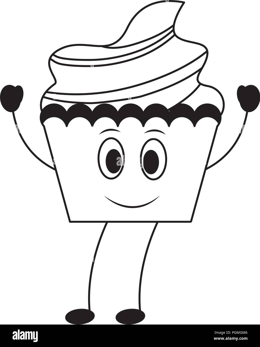 happy cupcake kawaii sweet mascot design image Stock Vector Image & Art ...