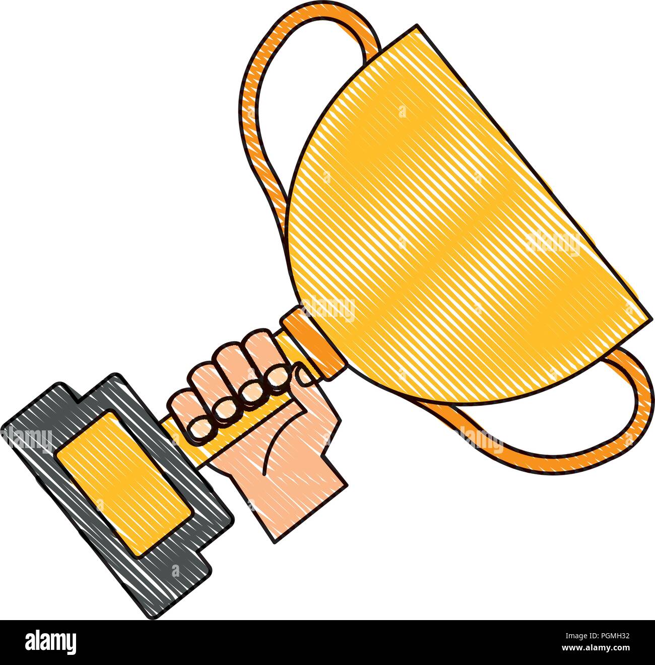 hand with trophy award cup isolated icon Stock Vector Image & Art - Alamy