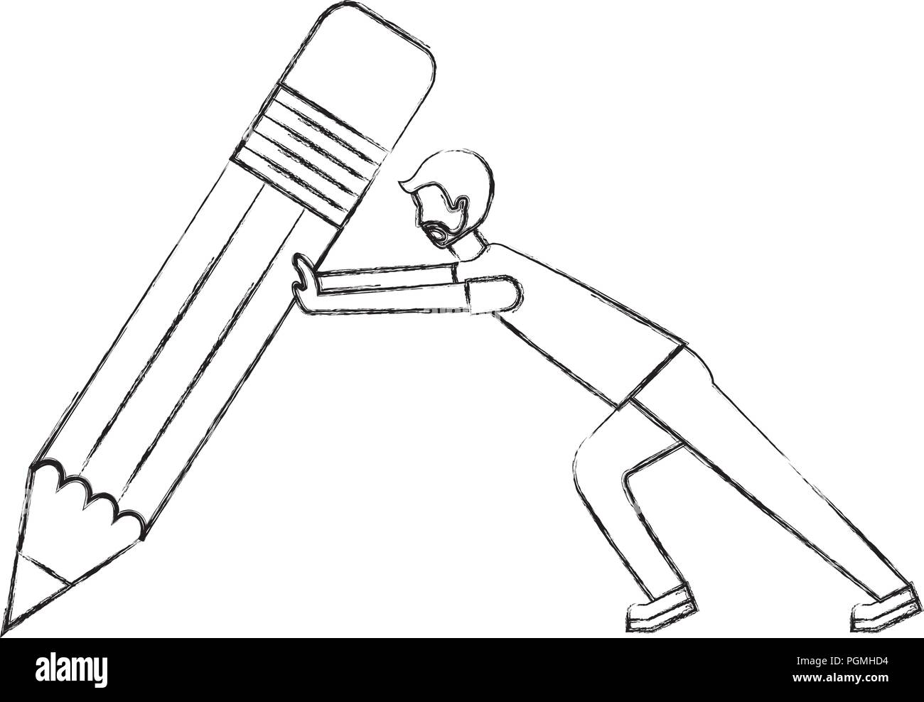 Vector man pushing Black and White Stock Photos & Images - Alamy