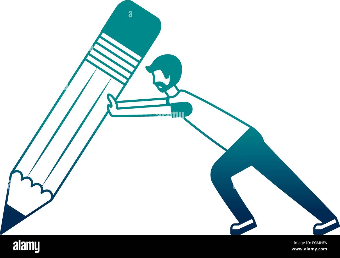 beard man pushing pencil creativity concept Stock Vector Image & Art ...
