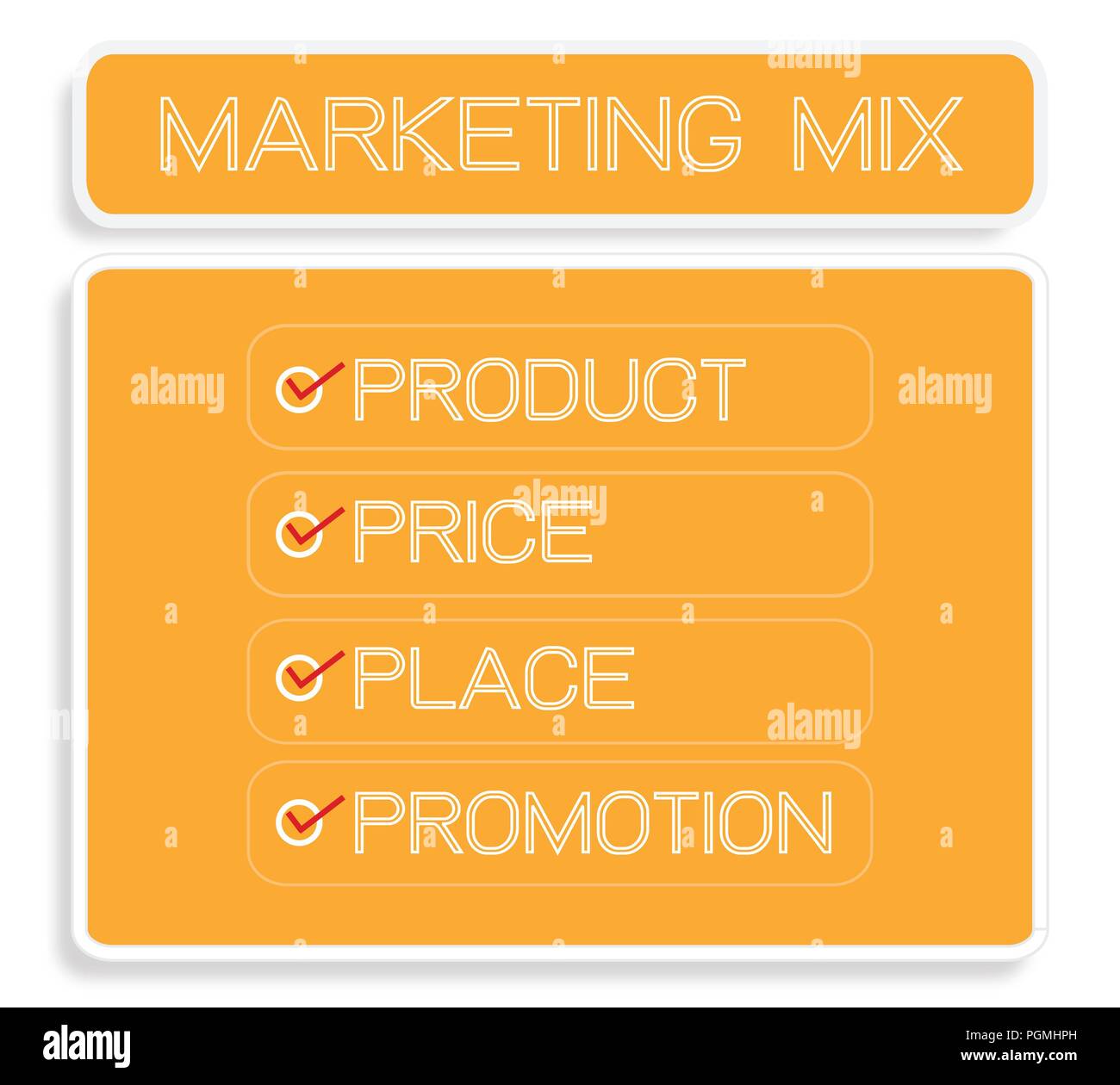 Business Concepts, Illustration of Marketing Mix or 4Ps Model for ...