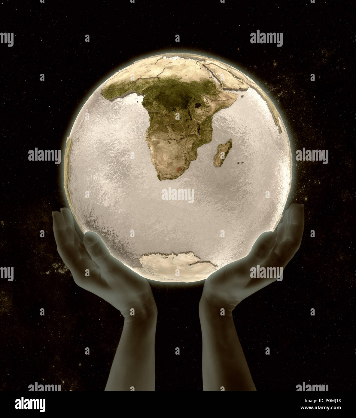 Lesotho 3d earth in space hi-res stock photography and images - Alamy