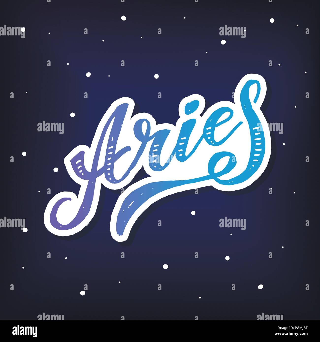 Aries lettering Calligraphy Brush Text horoscope Zodiac sign ...