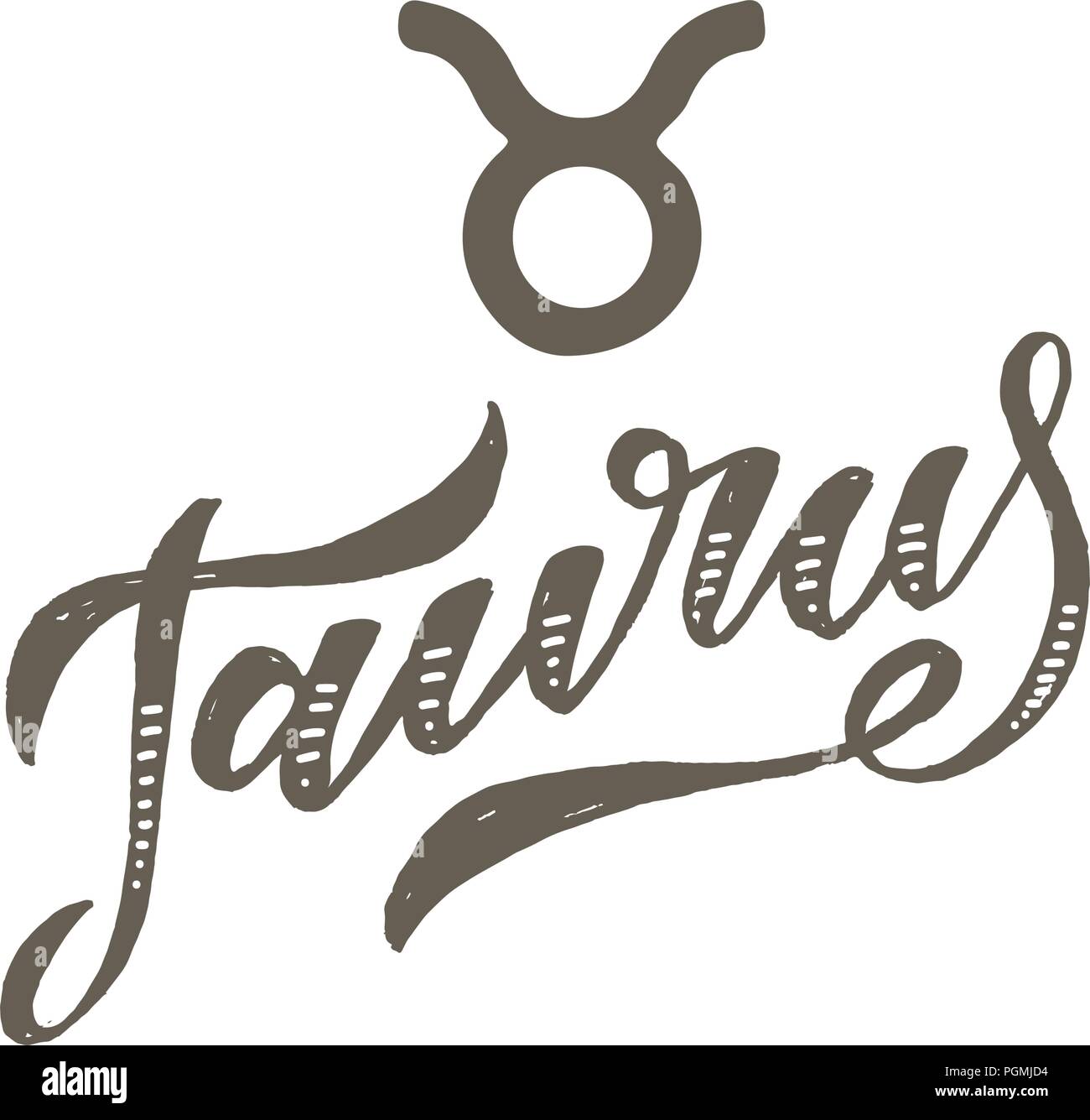 Taurus lettering Calligraphy Brush Text horoscope Zodiac sign ...