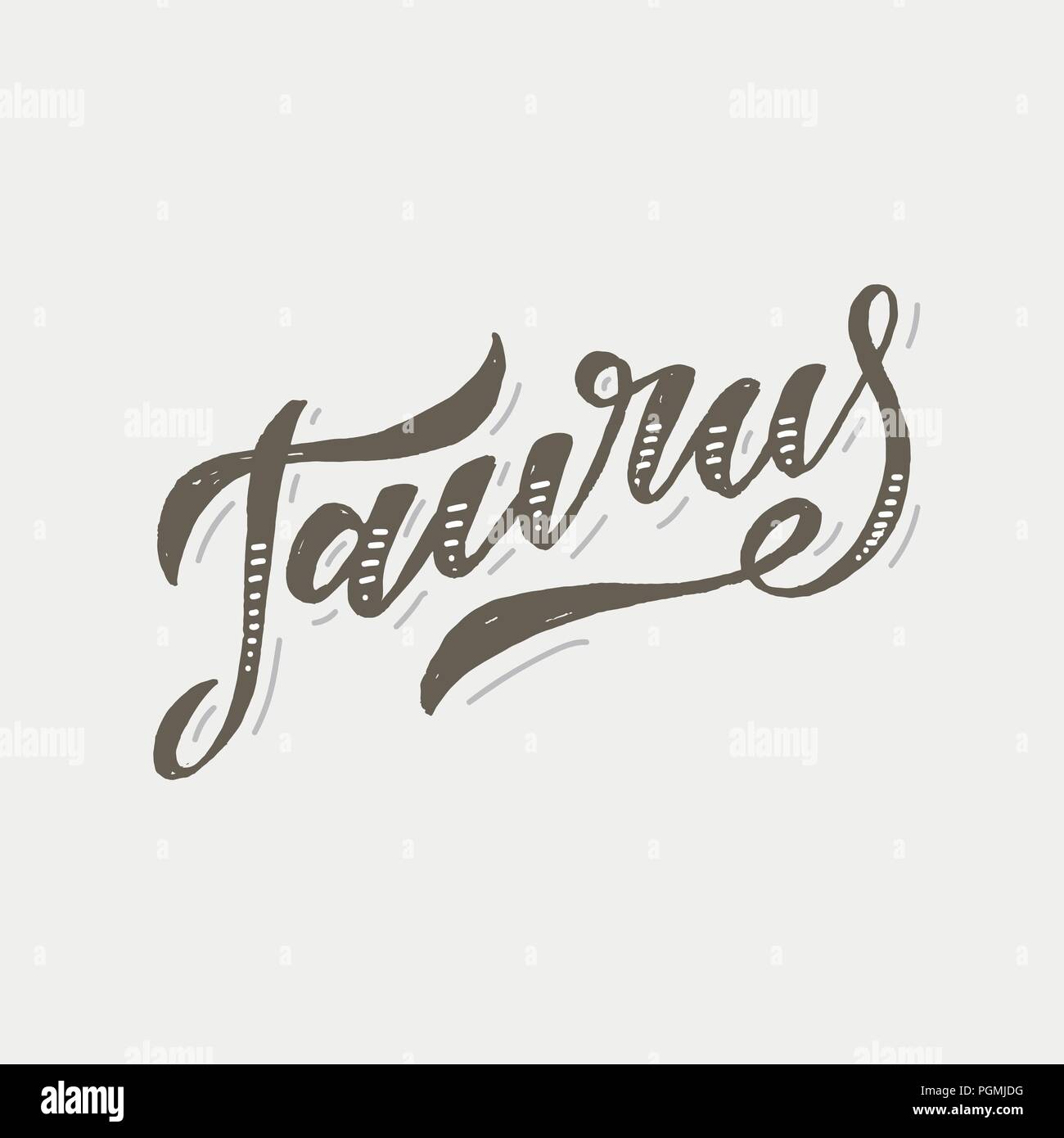 Taurus lettering Calligraphy Brush Text horoscope Zodiac sign ...