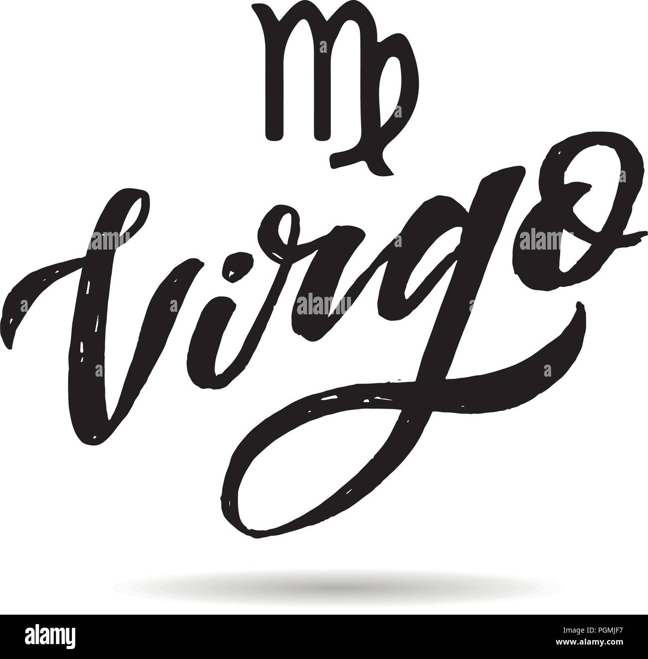 Virgo lettering Calligraphy Brush Text horoscope Zodiac sign ...